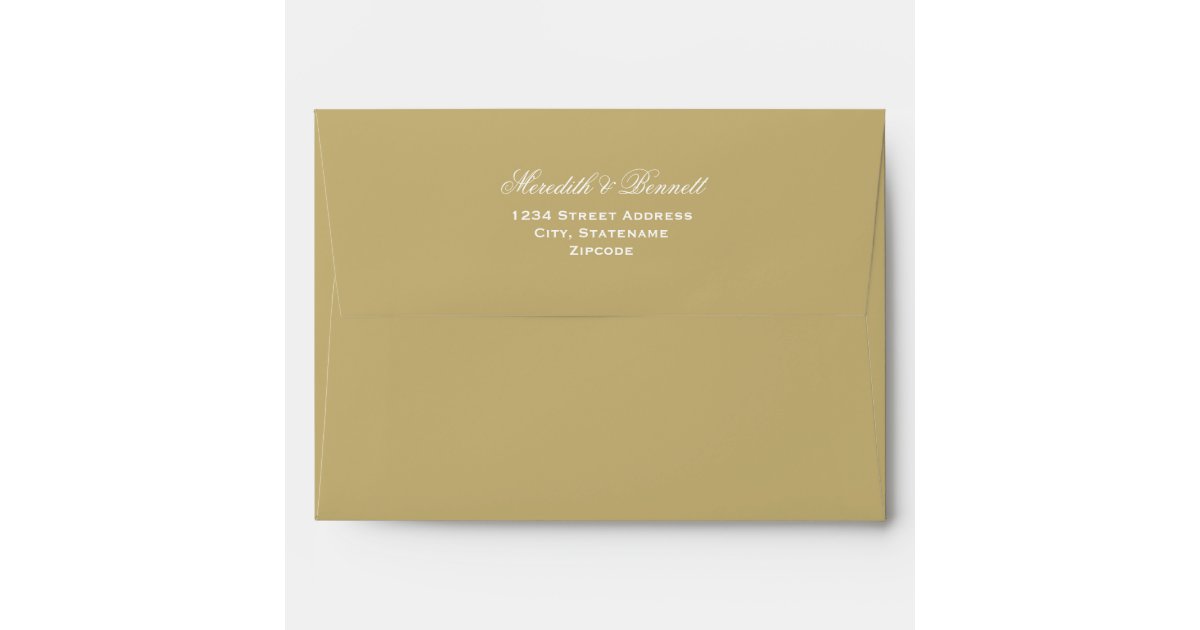 Elegant Light Antique Gold and White Wedding Envelope | Zazzle