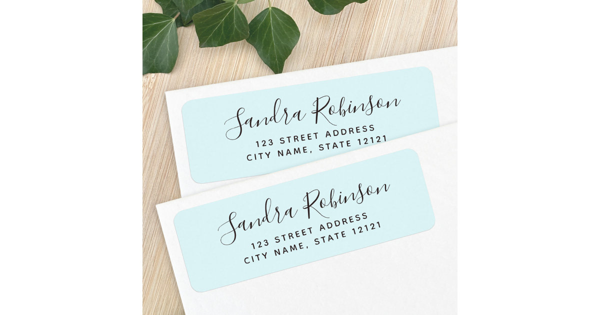 Elegant light aqua blue return address labels | Zazzle