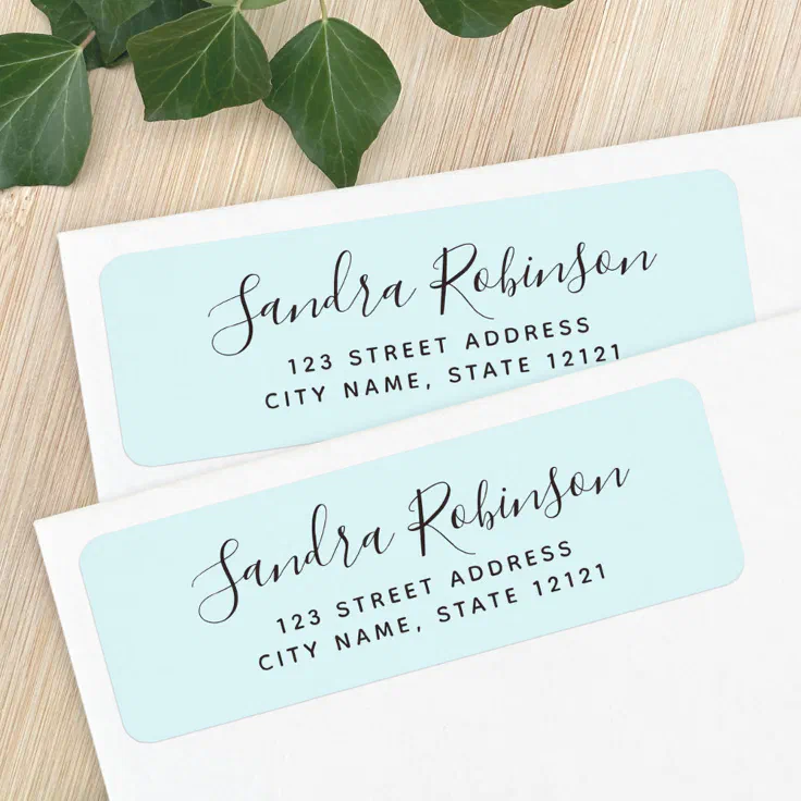 Elegant light aqua blue return address labels | Zazzle