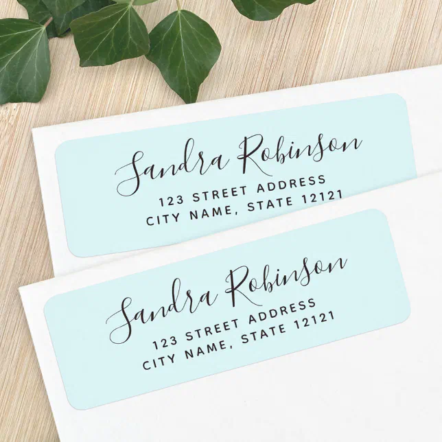 Elegant light aqua blue return address labels | Zazzle