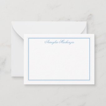 Elegant Light Blue and White Personalized Note Card | Zazzle