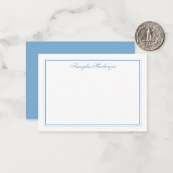 Elegant Light Blue and White Personalized Note Card | Zazzle