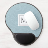 Elegant Light Blue Floral Botanical Monogram Gel Mouse Pad | Zazzle
