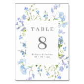 Elegant Light Blue Floral Frame Wedding Table Number | Zazzle