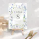 Elegant Light Blue Floral Frame Wedding Table Number | Zazzle
