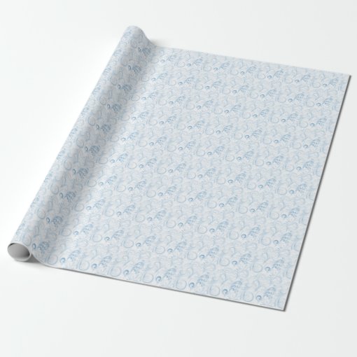 Elegant Light Blue Floral Swirl Pattern Wrapping Paper | Zazzle