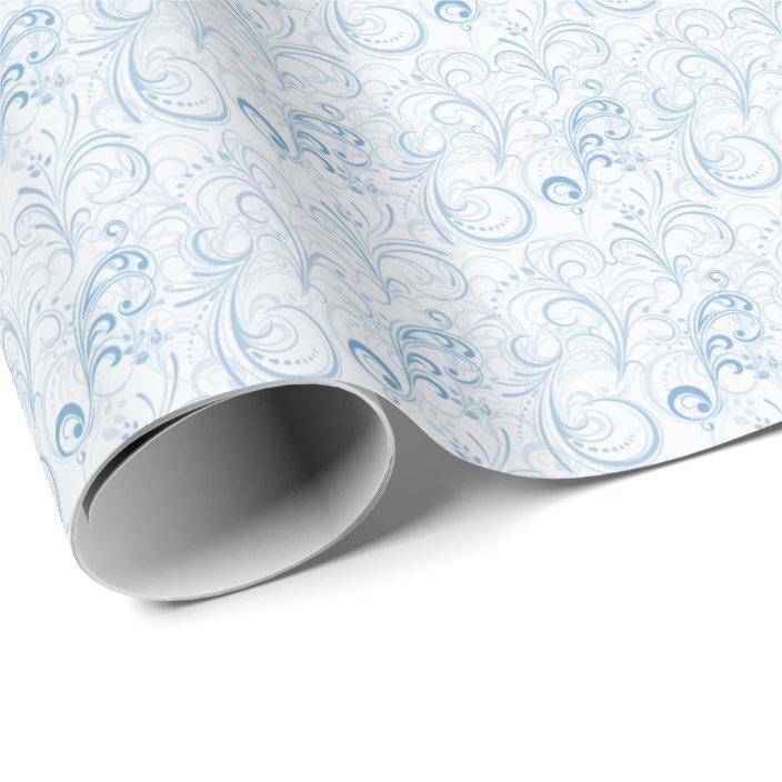 Elegant Light Blue Floral Swirl Pattern Wrapping Paper | Zazzle.com