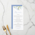 Elegant Light Blue Floral Wedding Menu | Zazzle