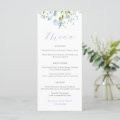 Elegant Light Blue Floral Wedding Menu | Zazzle