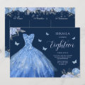 Elegant Light Blue Gown Floral 18th Birthday Invitation | Zazzle
