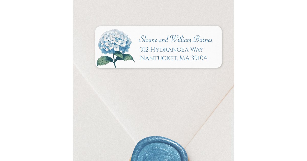 Elegant Light Blue Hydrangea Flower Return Address Label | Zazzle
