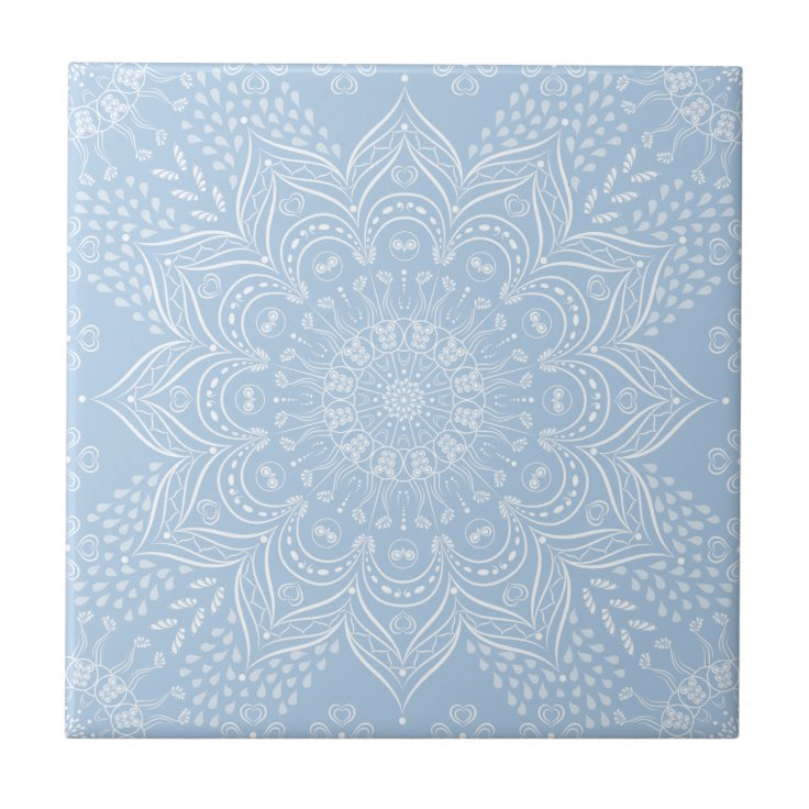 Elegant Light Blue Mandala Ceramic Tile | Zazzle