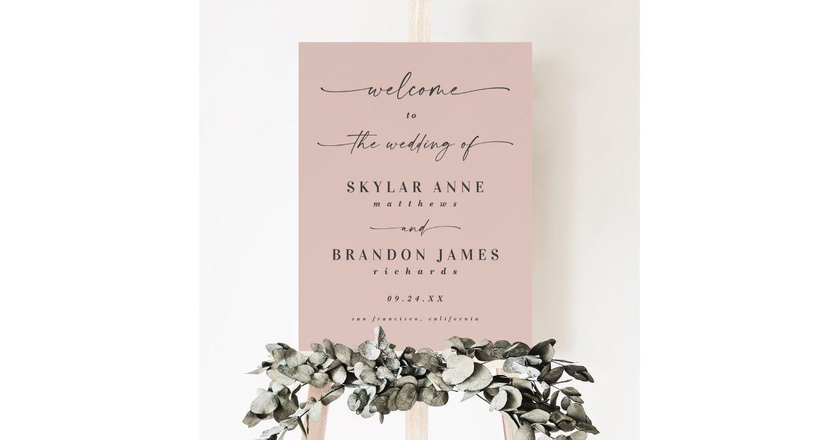 Elegant Light Blush Pink Wedding Welcome Sign | Zazzle