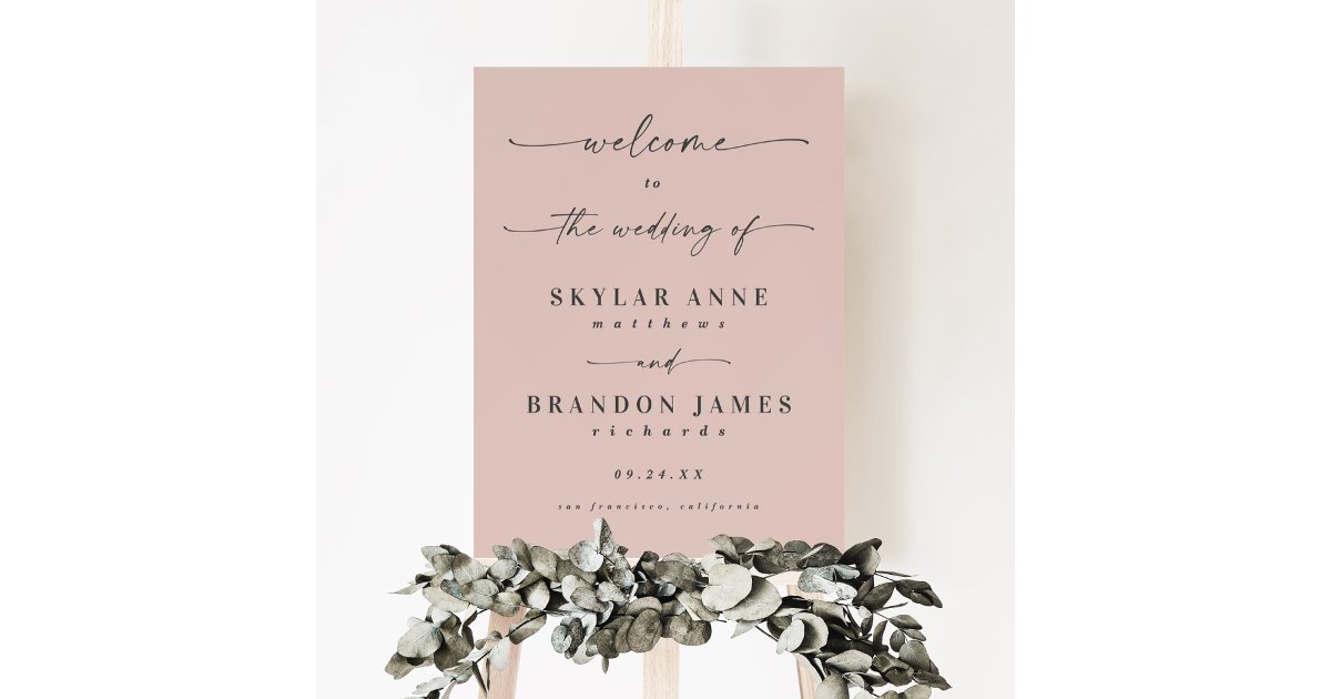 Elegant Light Blush Pink Wedding Welcome Sign | Zazzle