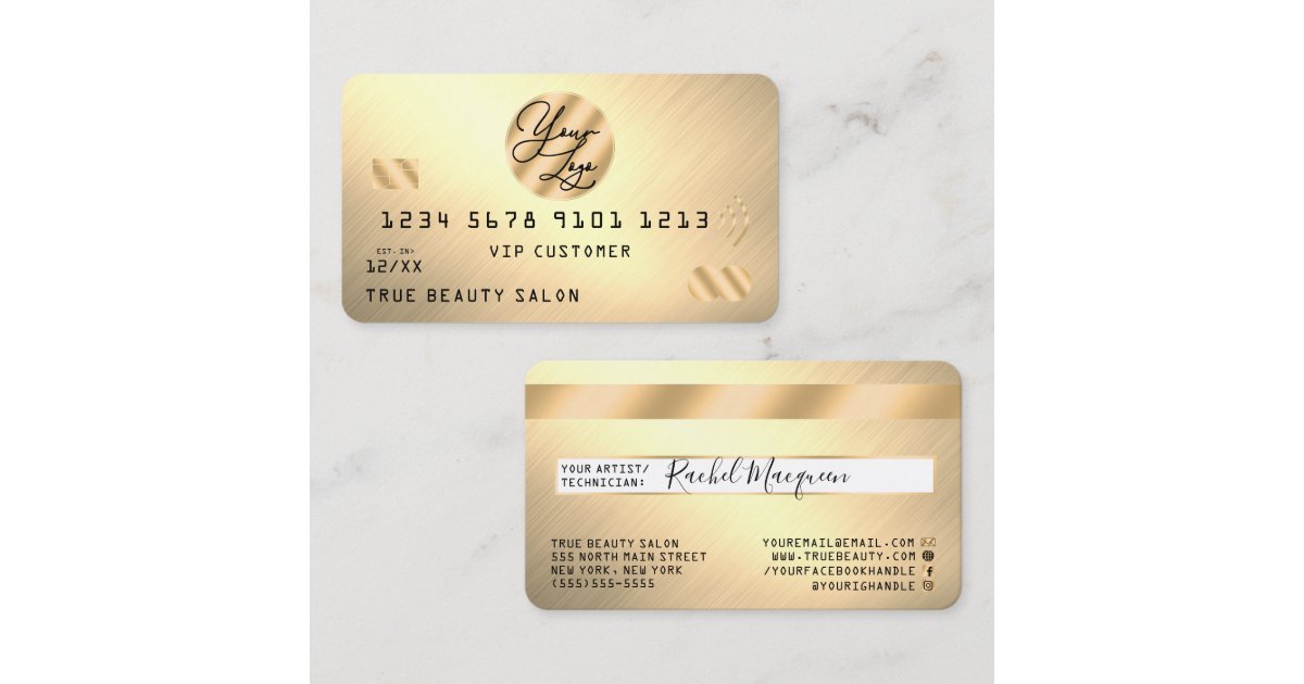 Elegant Light Gold Metallic Credit Card Logo | Zazzle