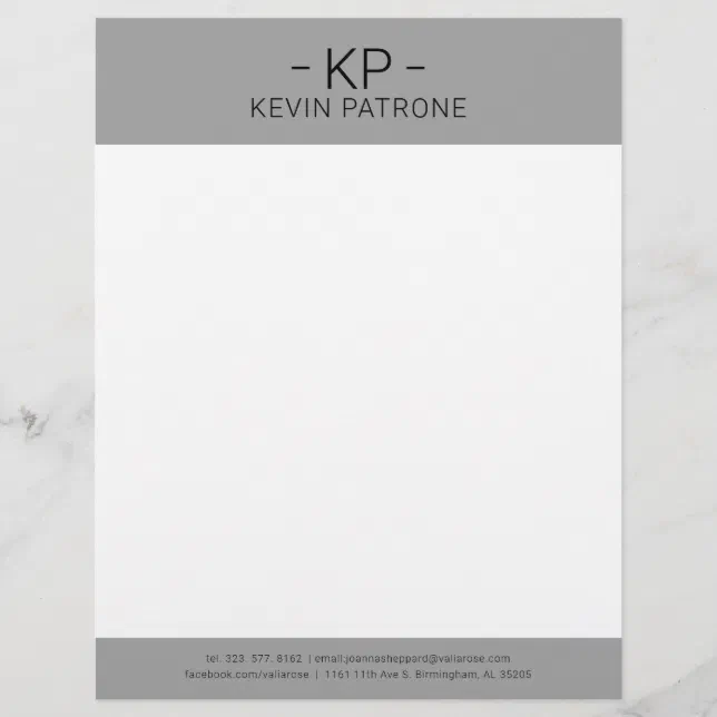 Elegant Light Gray And Black Typography Letterhead | Zazzle