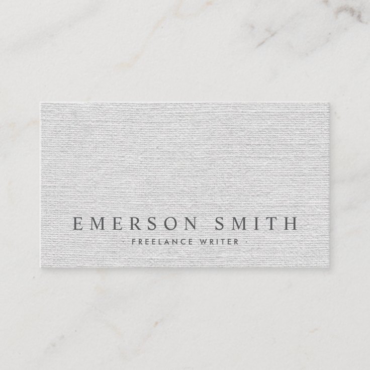 Elegant light gray faux linen classy business card | Zazzle