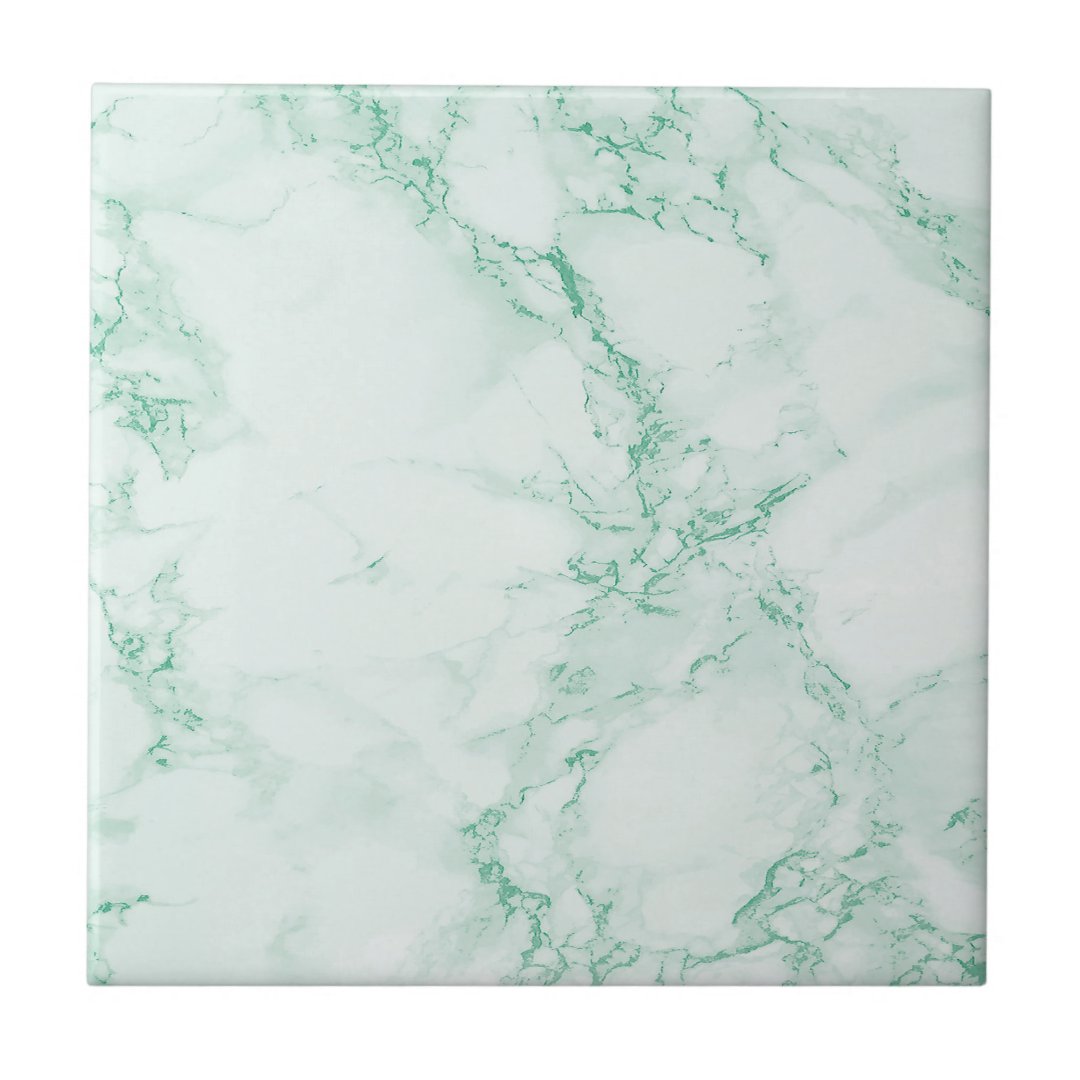 Elegant light green marble print ceramic tile | Zazzle