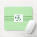 Elegant Light Green Striped Fancy Initial Mouse Pad | Zazzle