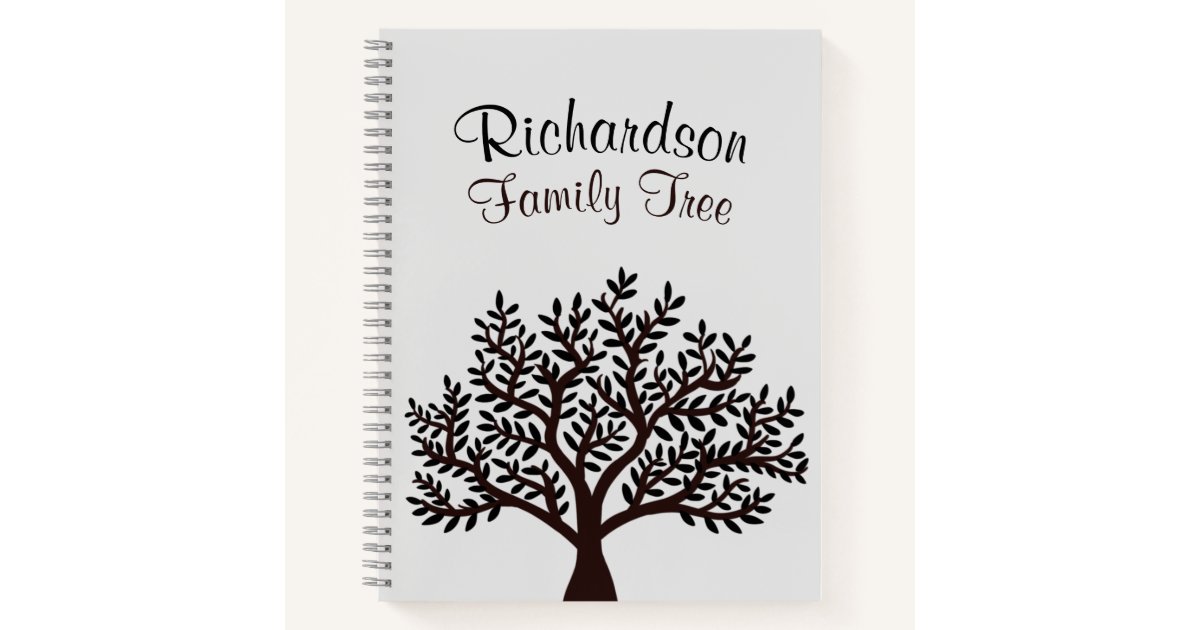 Elegant Light Grey Black Family Tree Genealogy Notebook | Zazzle