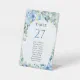 Elegant light pastel blue flowers Table Number Pedestal Sign | Zazzle