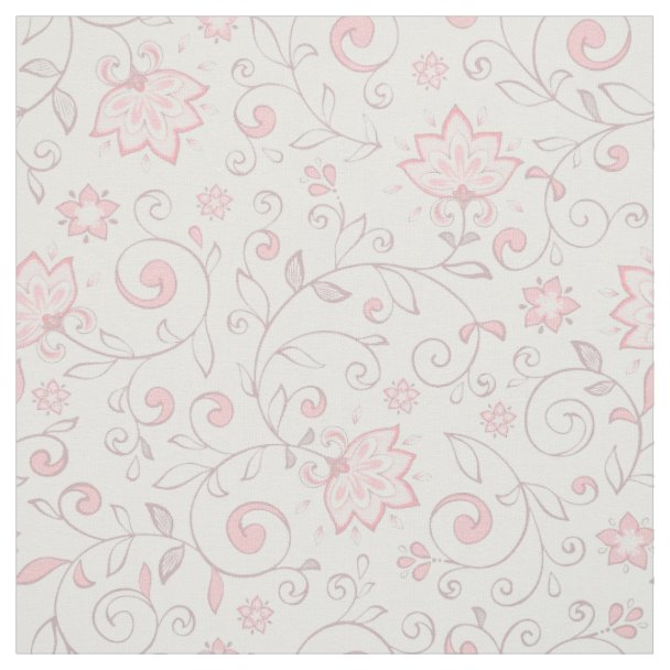 Modern Light Pink Floral Girly Flower Pattern Fabric | Zazzle.com