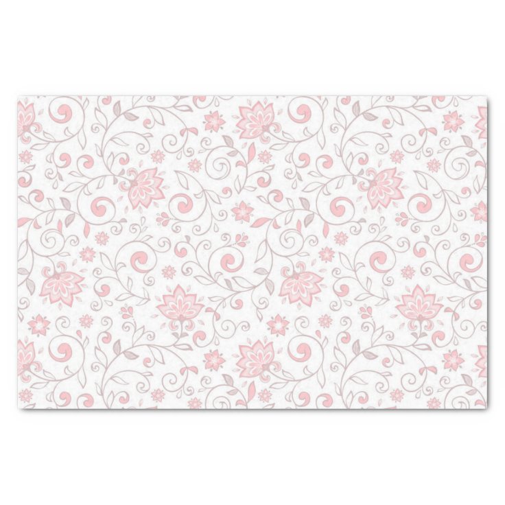 Elegant Light Pink Floral Pattern Tissue Paper | Zazzle