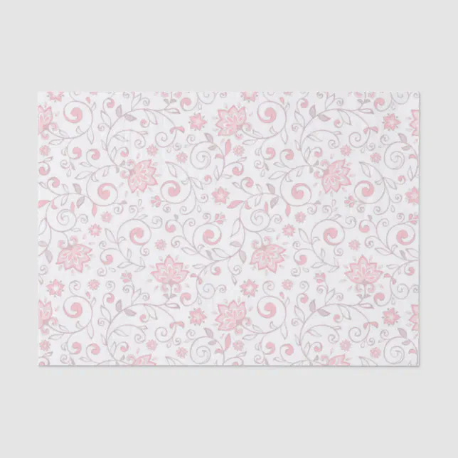 Elegant Light Pink Floral Pattern Tissue Paper | Zazzle