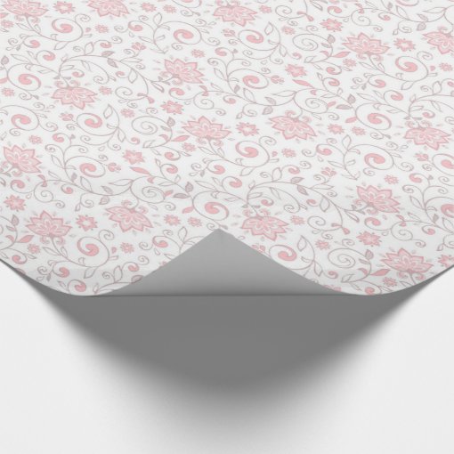 Elegant Light Pink Floral Pattern Wrapping Paper | Zazzle