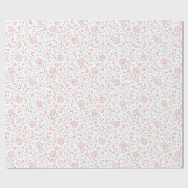 Elegant Light Pink Floral Pattern Wrapping Paper | Zazzle