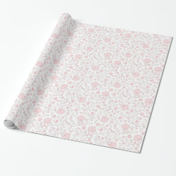 Elegant Light Pink Floral Pattern Wrapping Paper | Zazzle