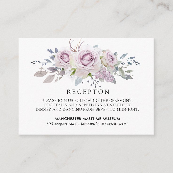 Elegant Light Purple Floral Quinceanera Reception Enclosure Card | Zazzle