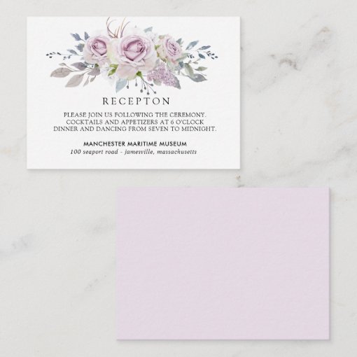 Elegant Light Purple Floral Quinceanera Reception Enclosure Card | Zazzle