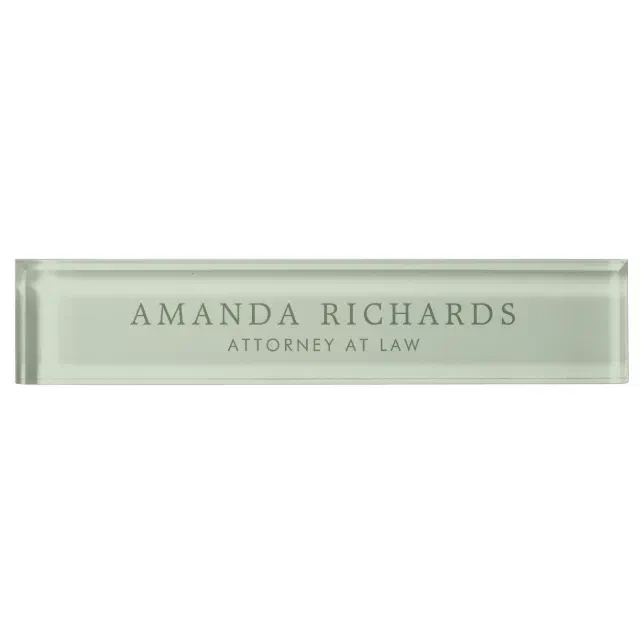 Elegant light sage green trendy desk name plate | Zazzle