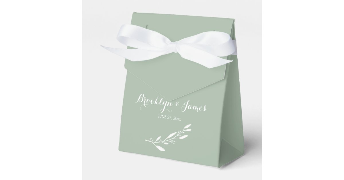 Elegant Light Sage Wedding Favour Box | Zazzle