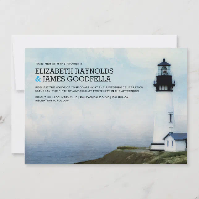 Elegant Lighthouse Wedding Invitations | Zazzle