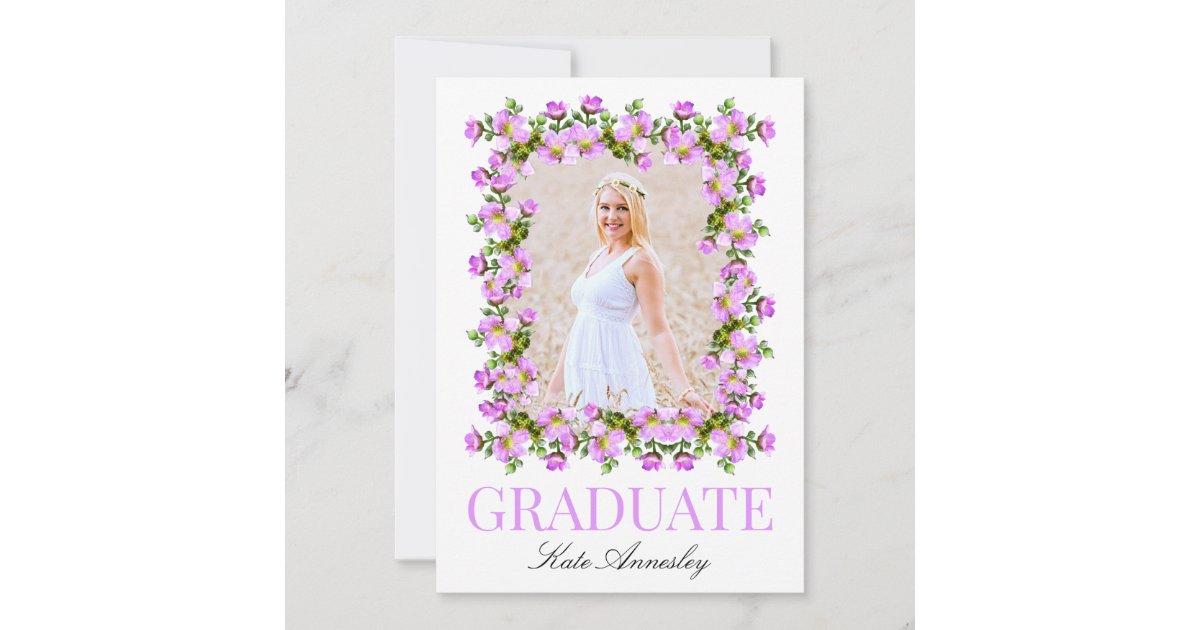 Elegant Lilac Floral Graduation Party Invitation | Zazzle