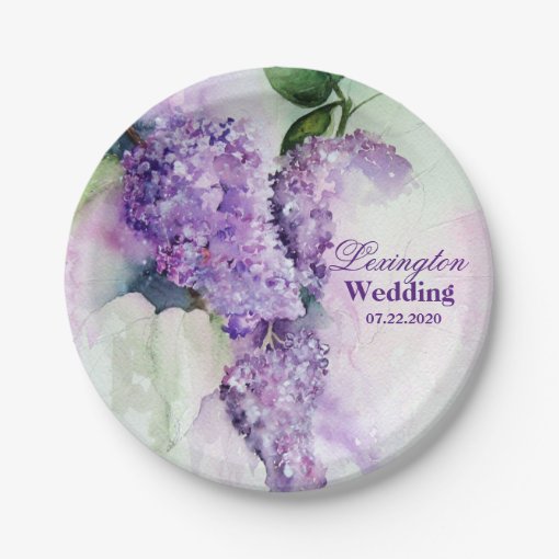 Elegant Lilac Flowers Wedding Paper Plates | Zazzle