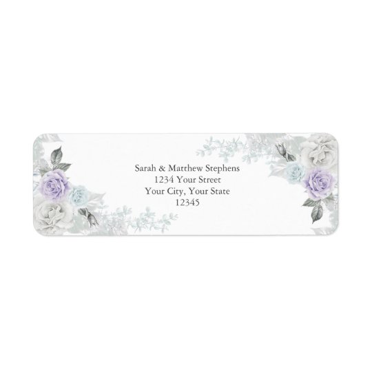 Elegant Lilac Ice Blue and White Roses Label | Zazzle.com