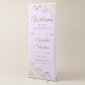 Elegant Lilac Purple & Gold Lacy Wedding Welcome Retractable Banner ...