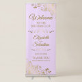 Elegant Lilac Purple & Gold Lacy Wedding Welcome Retractable Banner ...