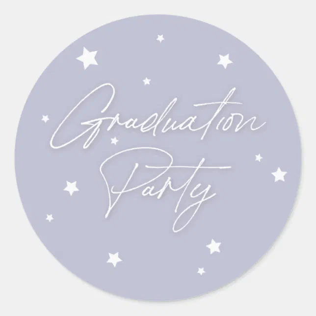 Elegant Lilac Scattered Stars Graduation Party Classic Round Sticker ...
