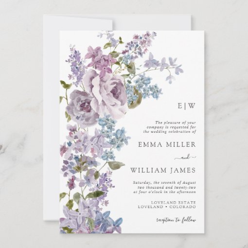 Elegant Lilac Wedding Invitation | Zazzle