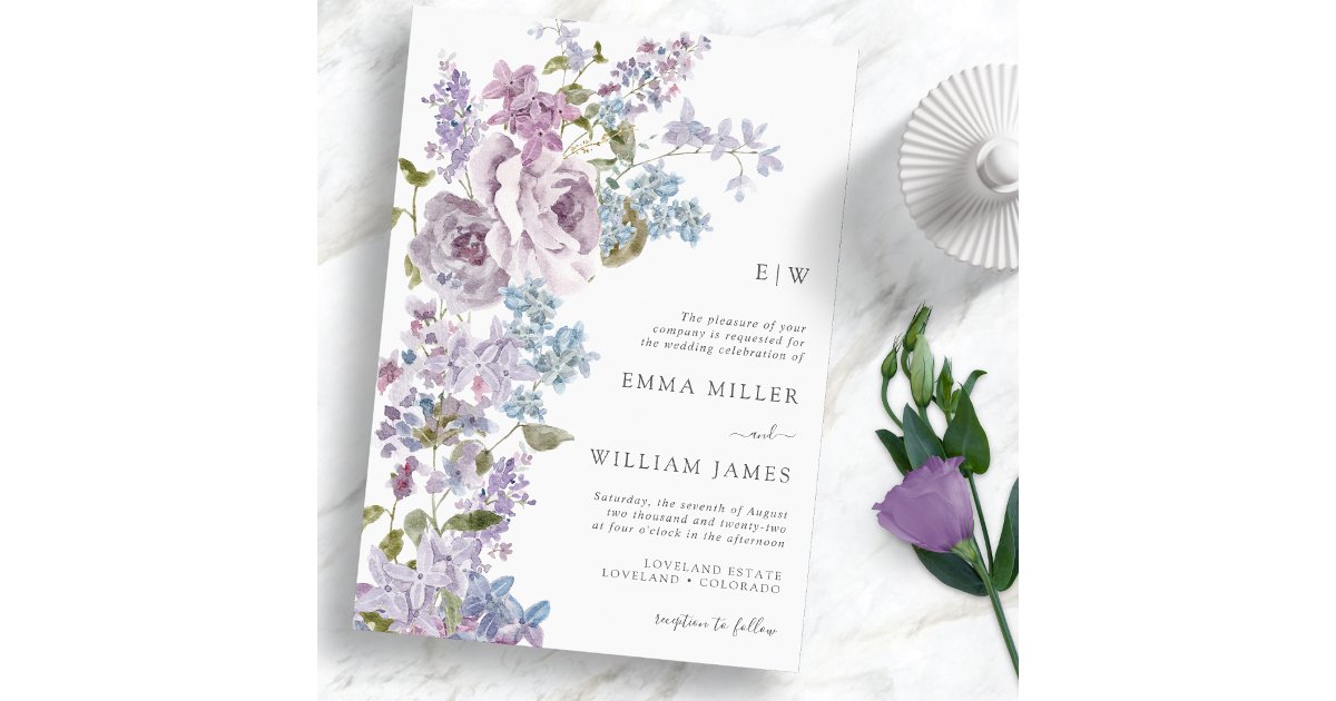 Elegant Lilac Wedding Invitation | Zazzle