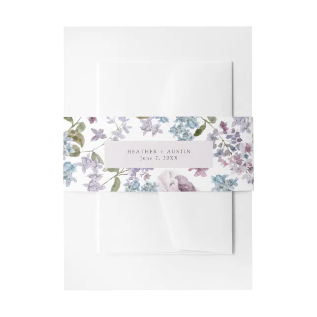 Elegant Lilac Wedding Invitation Belly Band | Zazzle