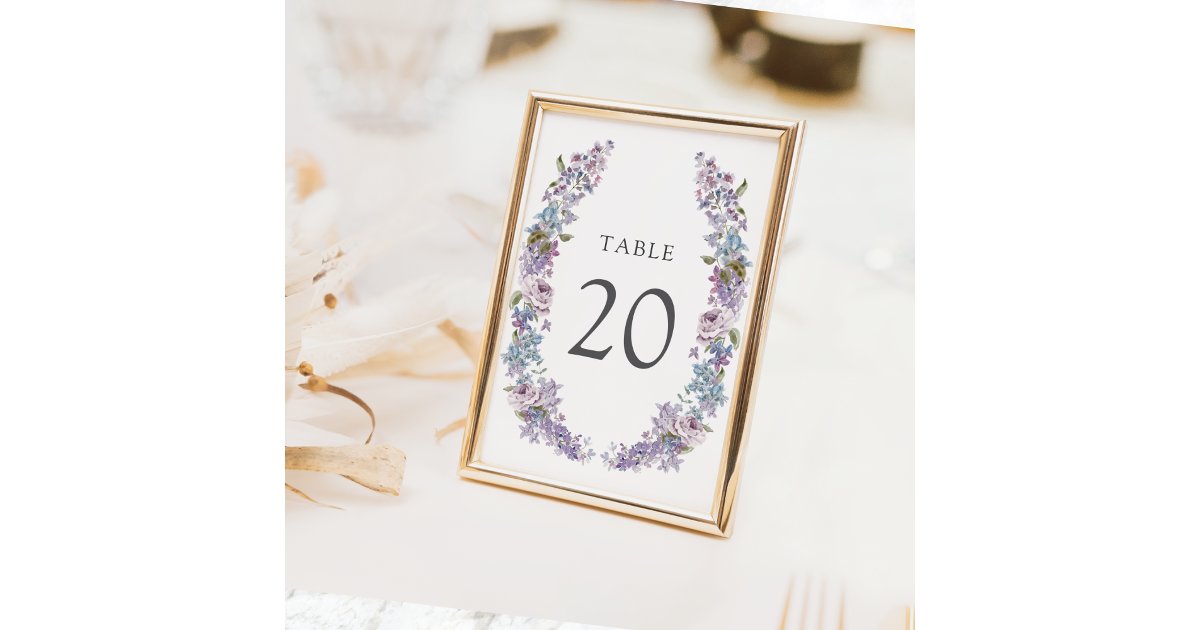 Elegant Lilac Wedding Table Number | Zazzle