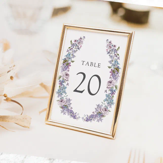Elegant Lilac Wedding Table Number | Zazzle