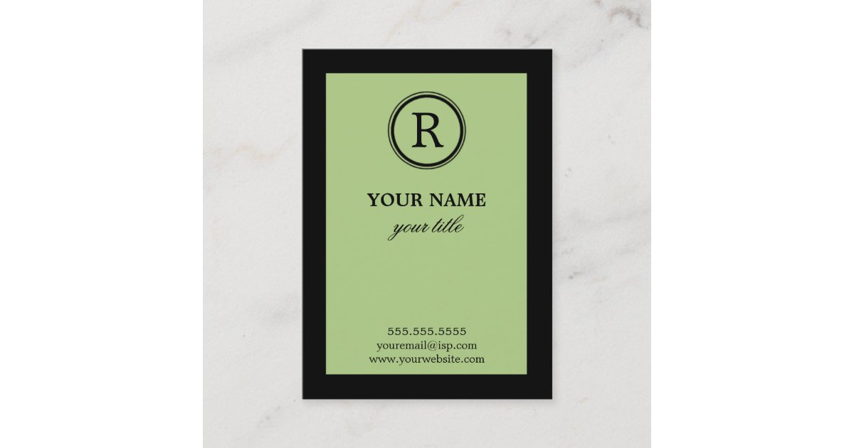 Elegant Lime & Black Monogram Profile Card | Zazzle