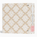 Elegant Linen Beige Damask Personalized 3 Ring Binder | Zazzle