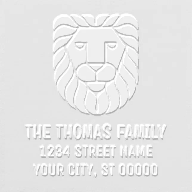 Elegant Lion Head Silhouette Round Name Address Embosser | Zazzle